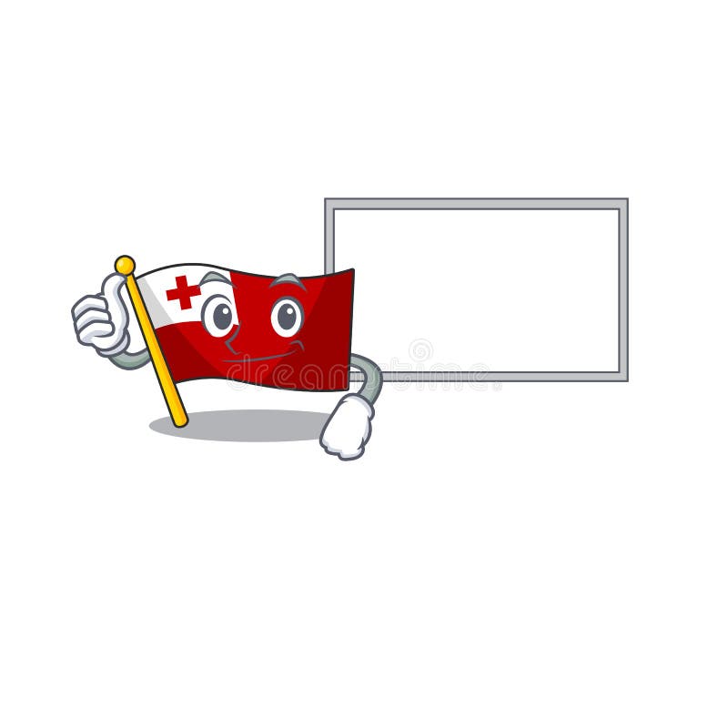 Cute Flag Tonga Scroll Cartoon Character Thumbs Up with Board Stock ...