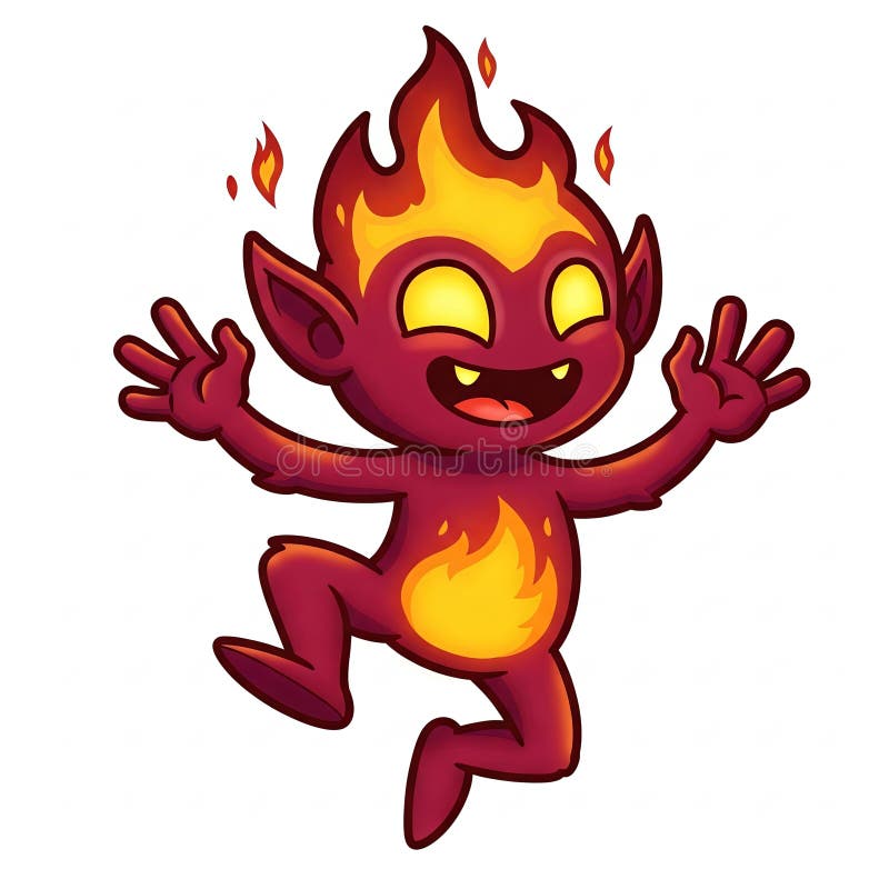 Cute Flame Monster stock illustration. Illustration of adorable - 361293150