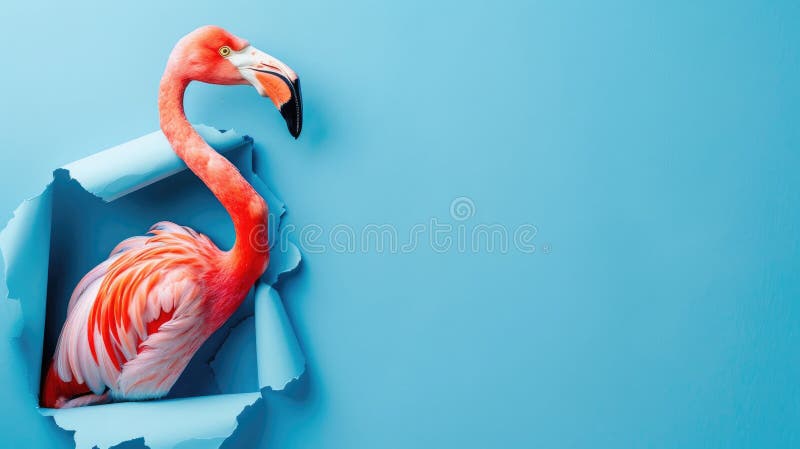 Cute Flamingo Peeking through a Hole Stock Illustration - Illustration ...