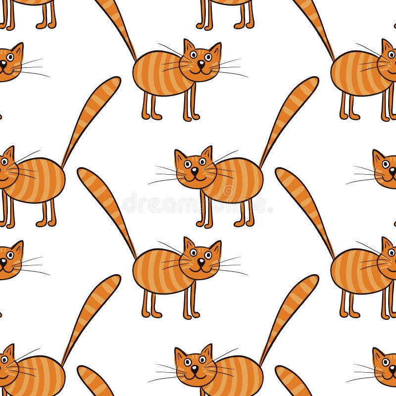 Cute Flat Cats. Vector Seamless Pattern With Animals. Stock Vector ...