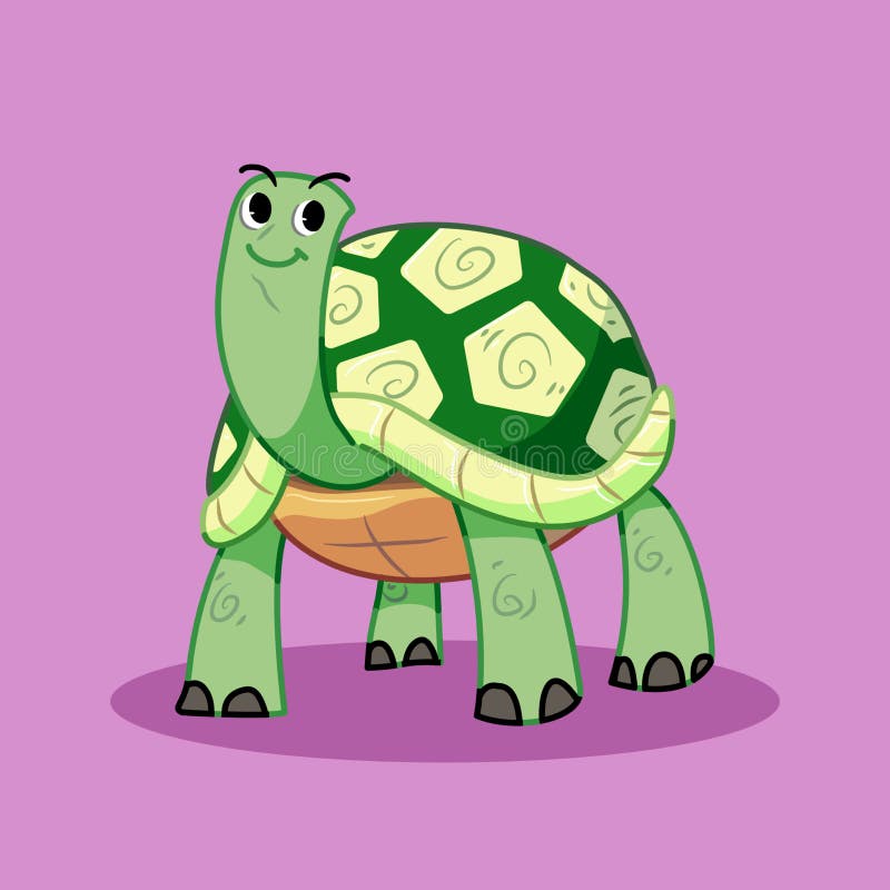 Cute Flat Design Turtle Illustration. Stock Vector - Illustration of ...