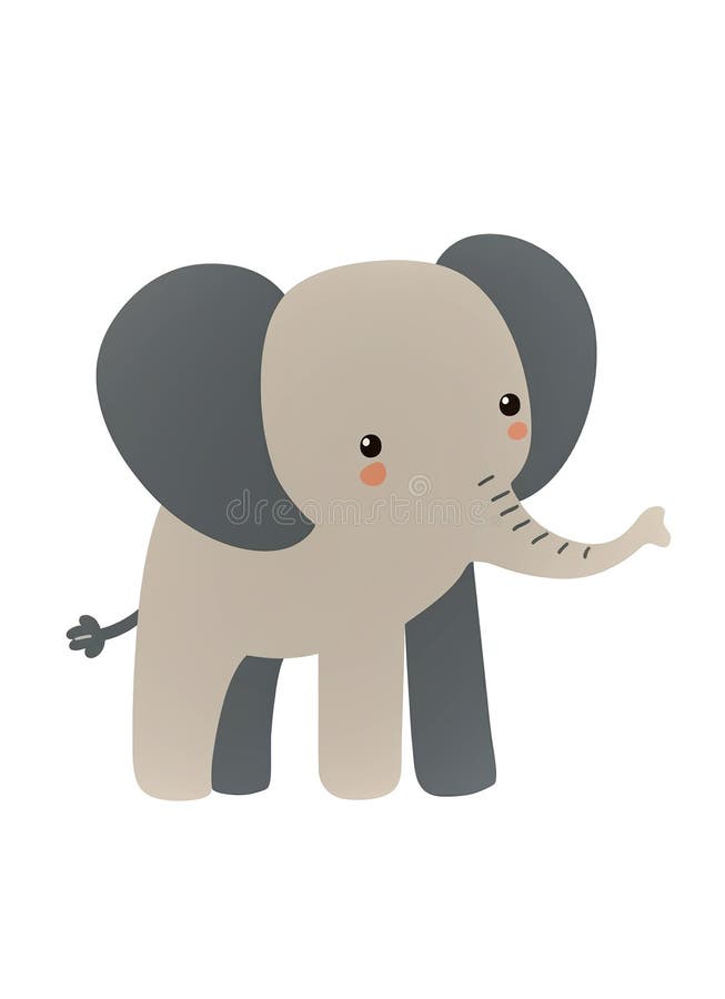 Cute Flat Elephant. Sticker Clipart. AI Generated Stock Illustration ...