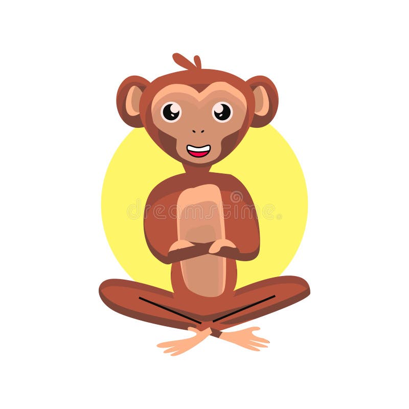 Cute Flat Monkey Illustration Vector Design Isolated Stock Illustration ...