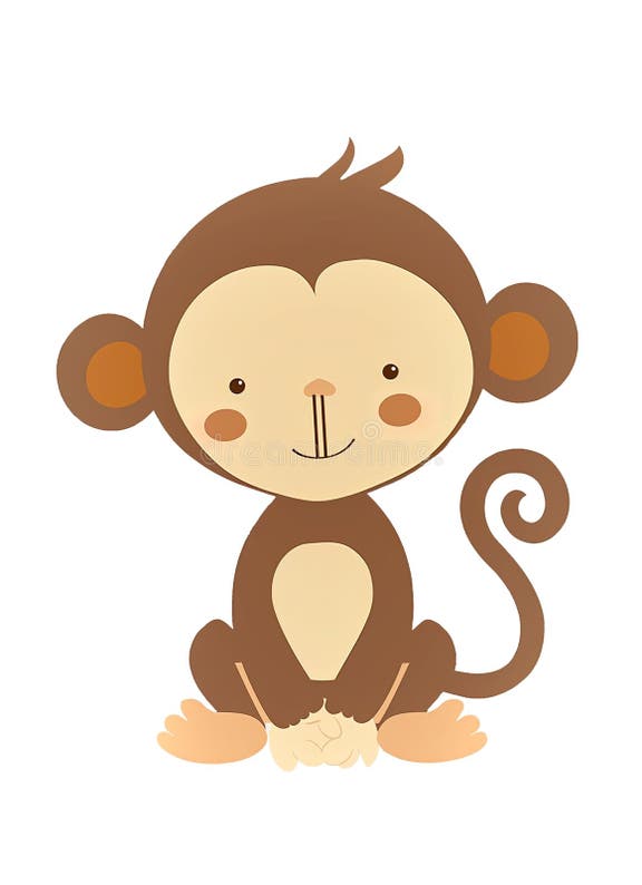 Cute Flat Monkey. Sticker Clipart. AI Generated Stock Illustration ...