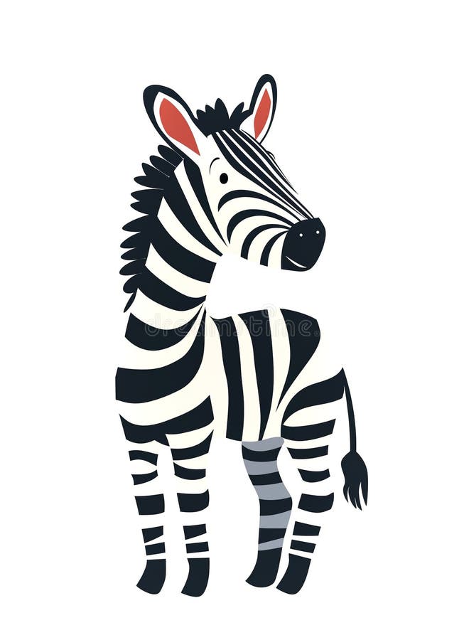 Cute Flat Zebra. Sticker Clipart. AI Generated Stock Illustration ...