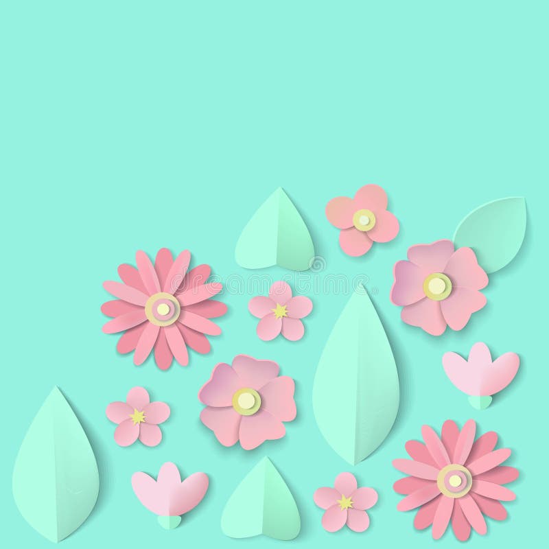 Cute Floral Banner in Paper Cut Style. Vector Illustration. Stock ...