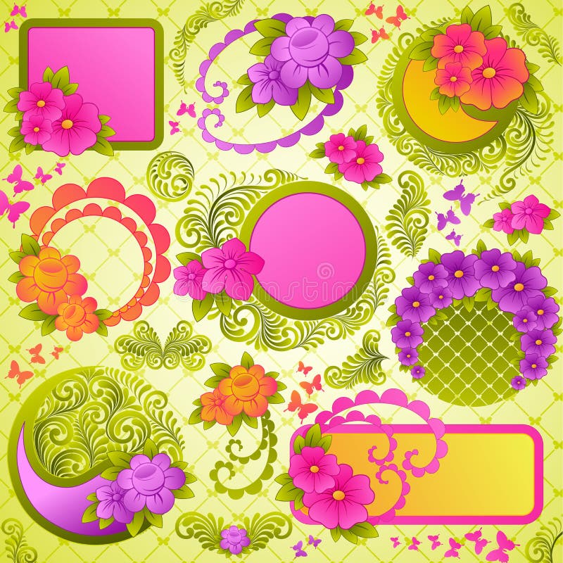 Cute Floral Design Elements Stock Vector - Illustration of decoration ...