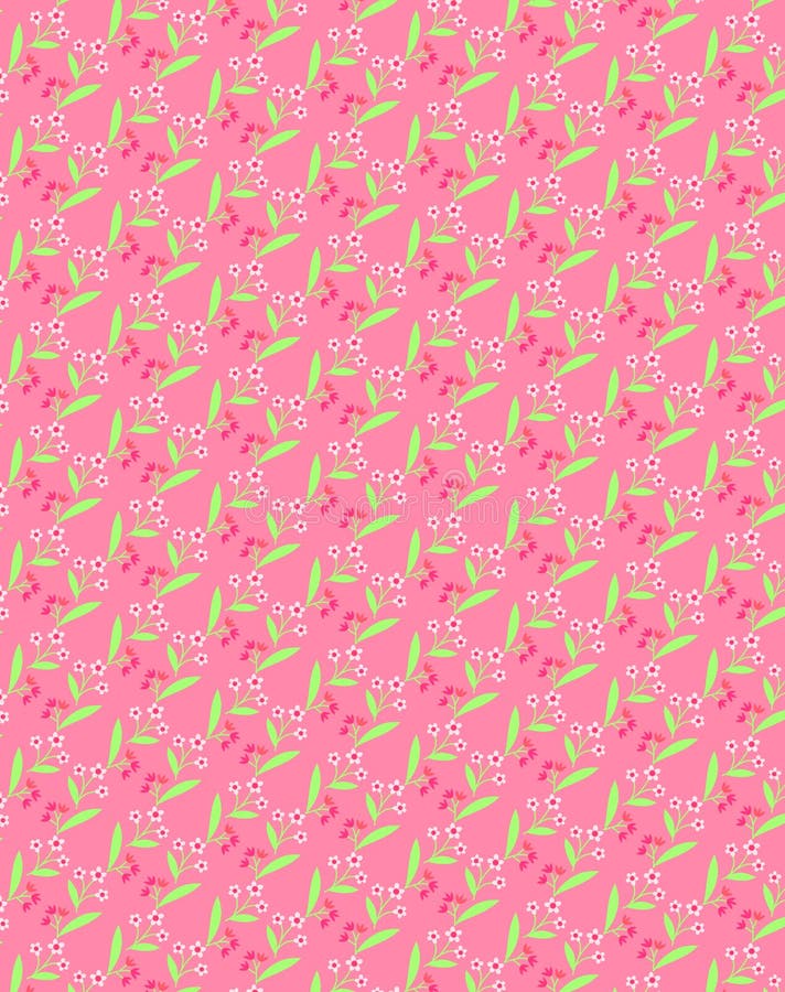 Cute Floral Diagonal Pattern of White and Red Flowers on a Pink ...