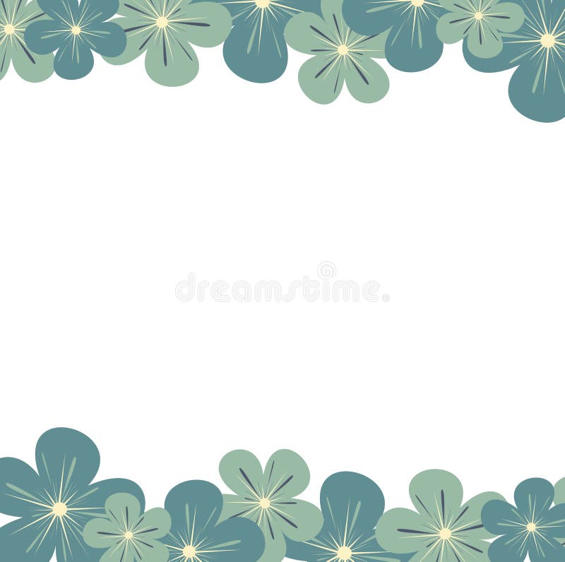 Cute Floral Frame with Pastel Blue Flowers Stock Vector - Illustration ...