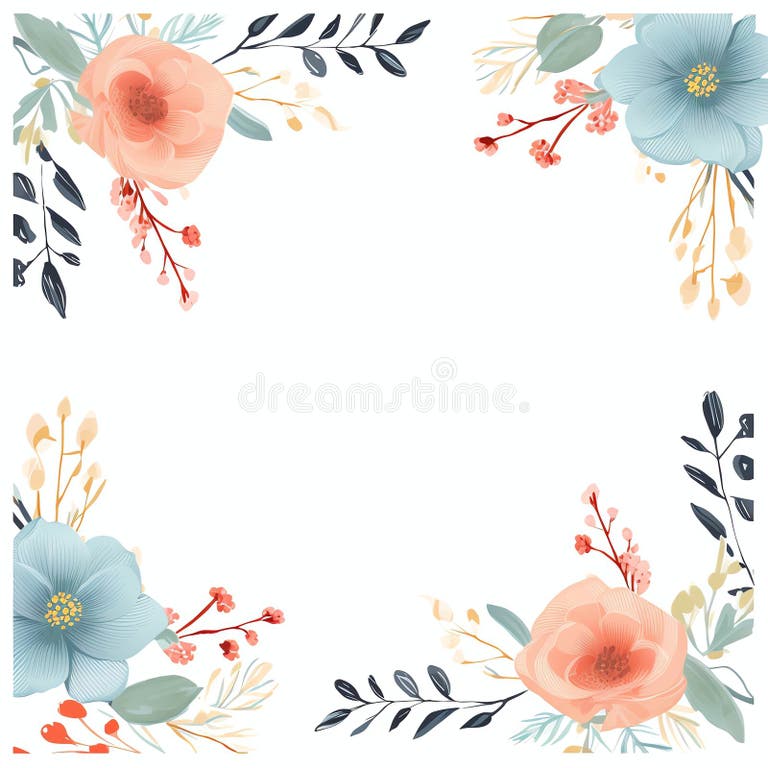 Cute Floral Frame Floral Frame Watercolor Stock Illustration ...
