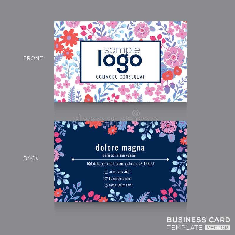 Cute Floral Pattern Business Card Name Card Design Stock Vector ...
