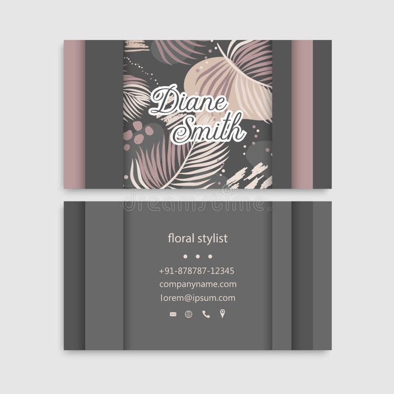 Cute Floral Pattern Business Card Name Card Design Template Set Stock ...
