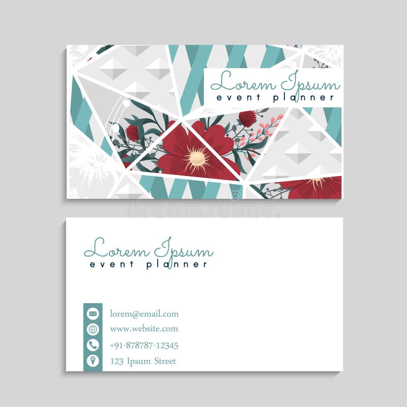 Cute Floral Pattern Business Card Name Card Design Template Set Stock ...