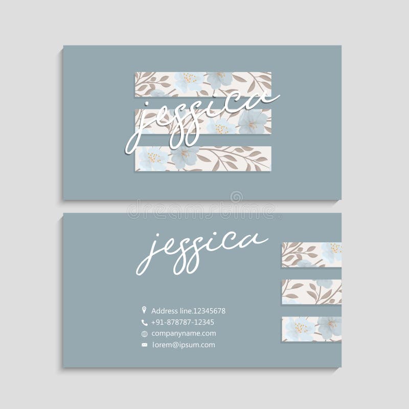 Cute Floral Pattern Business Card Name Card Design Template Set Stock ...