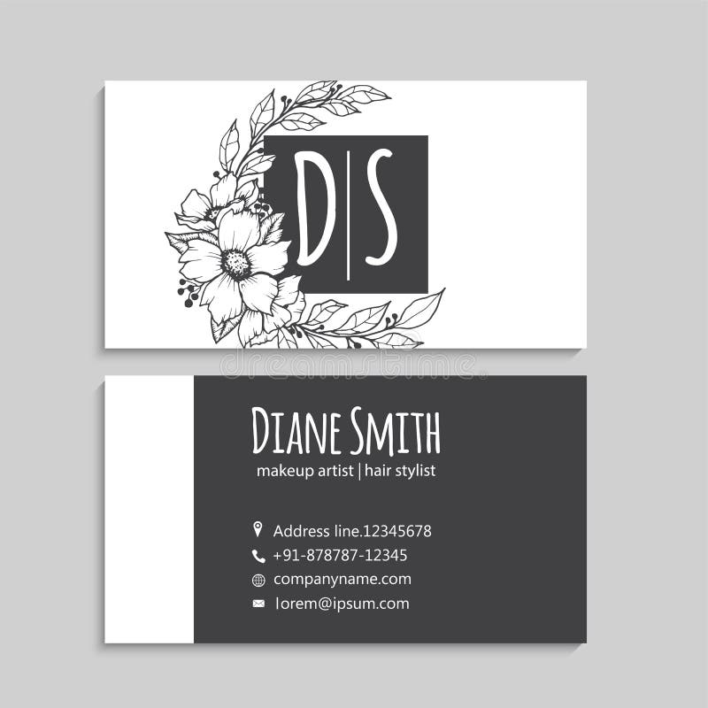 Cute Floral Pattern Business Card Name Card Design Template Stock ...