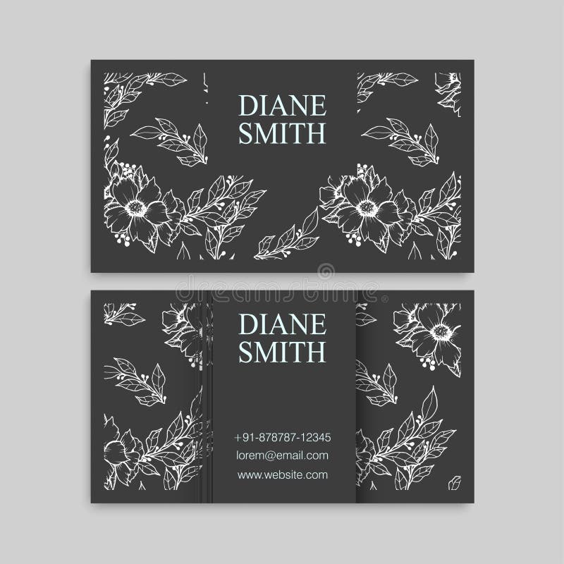Cute Floral Pattern Business Card Name Card Design Template Stock ...