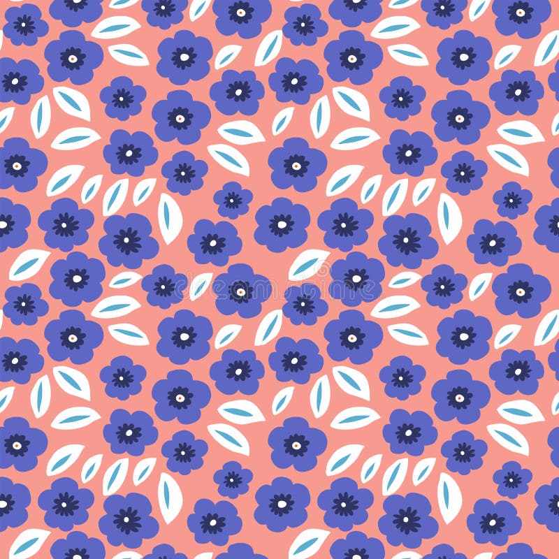 Cute Floral Seamless Texture with Blue Flowers Stock Vector ...