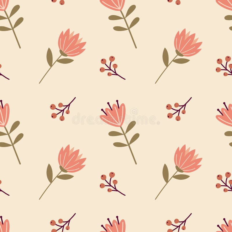 Cute Floral Vector Seamless Pattern Stock Vector - Illustration of ...