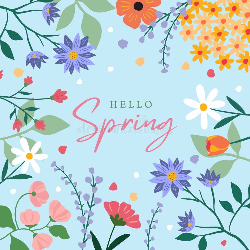 Cute Flower Background with Spring Holiday for Square Design Stock ...