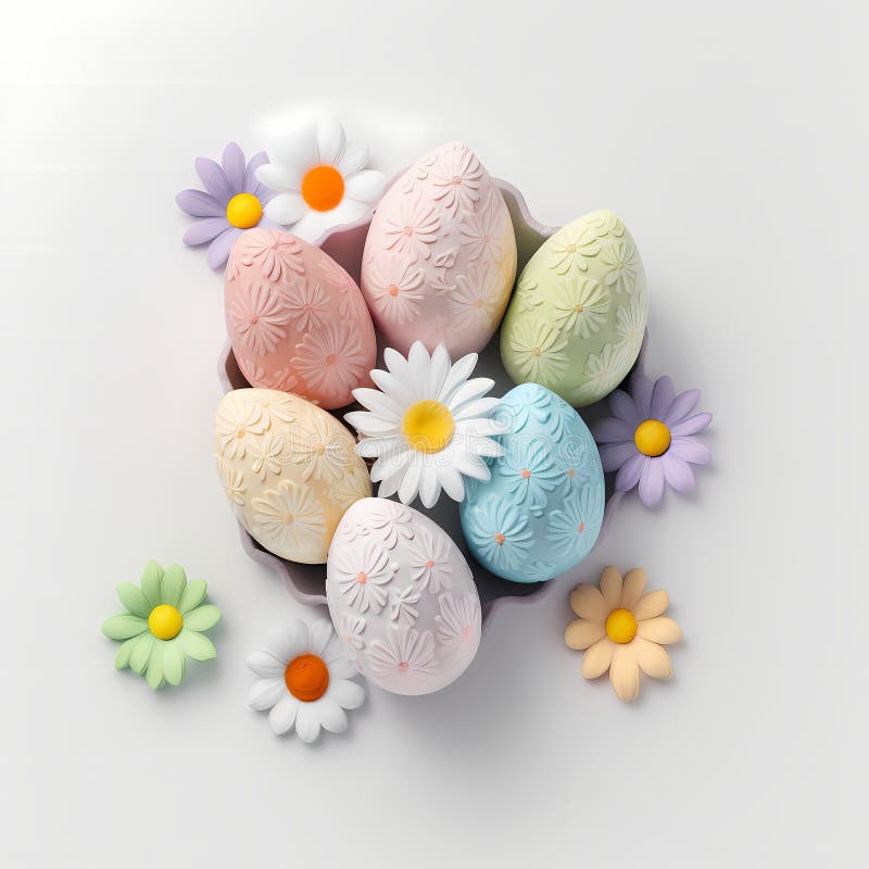 Pastel Color Flower Easter Eggs. Generative AI Stock Illustration - Illustration of creative ...