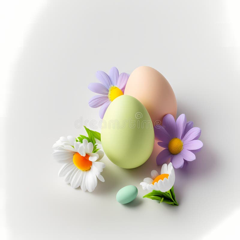 Cute Flower Easter Eggs. Generative AI Stock Illustration ...