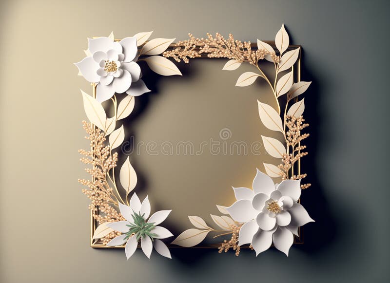 Cute Flower Frame, Illustration Generative AI Stock Illustration ...