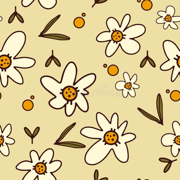 Cute Flower Pattern. Drawing of Flowers. Drawing Cute Flowers by Hand ...