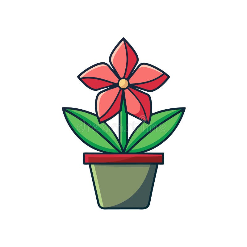 Cute Flower in Pot Cartoon Illustration Stock Illustration ...