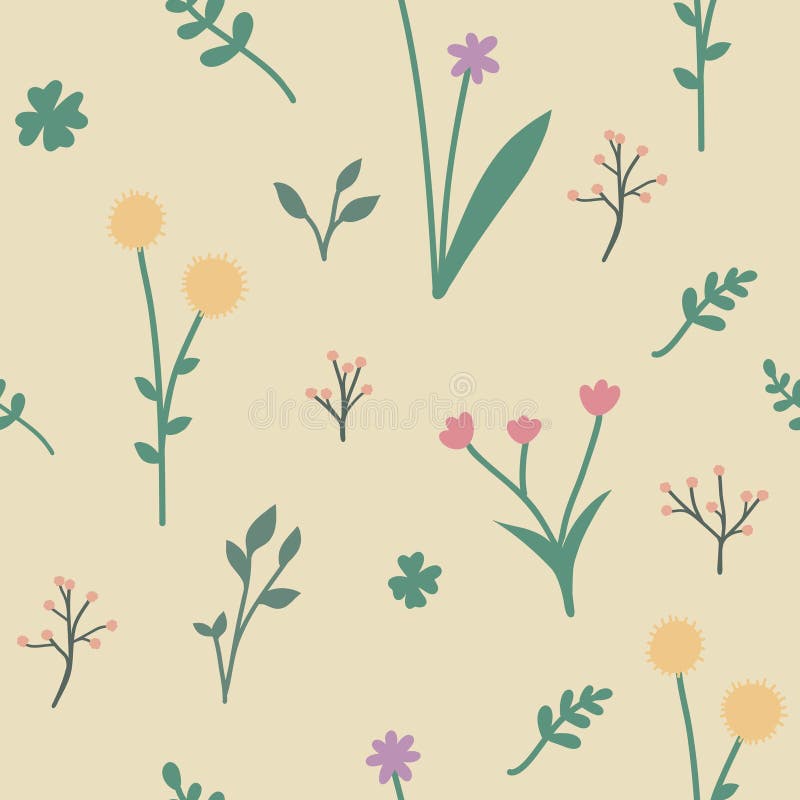 Cute Minimal Flower Seamless Pattern Background Illustration Design ...