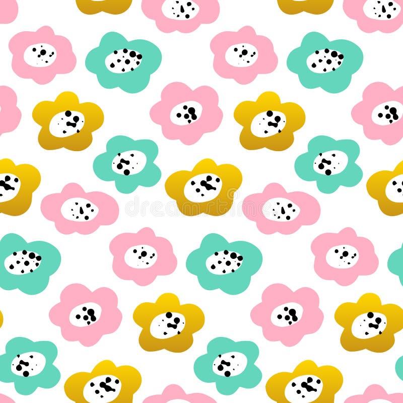 Cute Flower Seamless Pattern Stock Vector - Illustration of brush ...