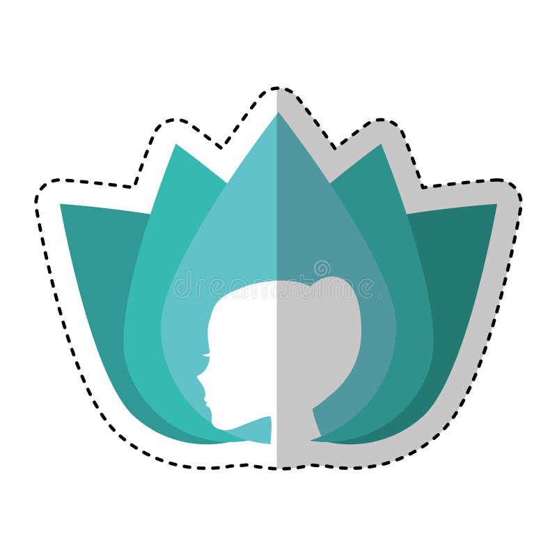 Cute Flower with Woman Profile Emblem Icon Stock Vector - Illustration ...