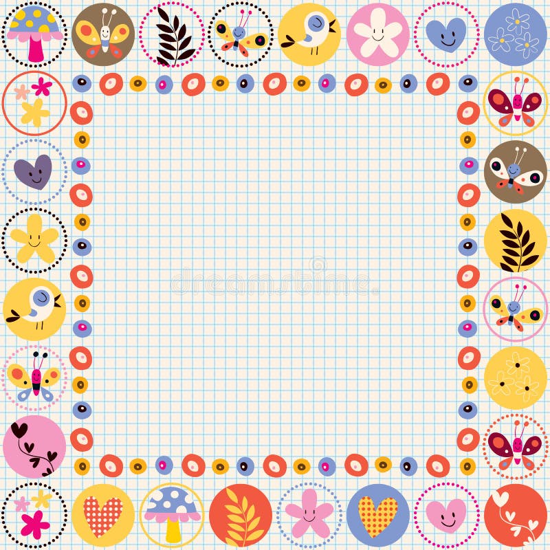 Cute Flowers, Birds & Hearts Decorative Border Stock Vector ...