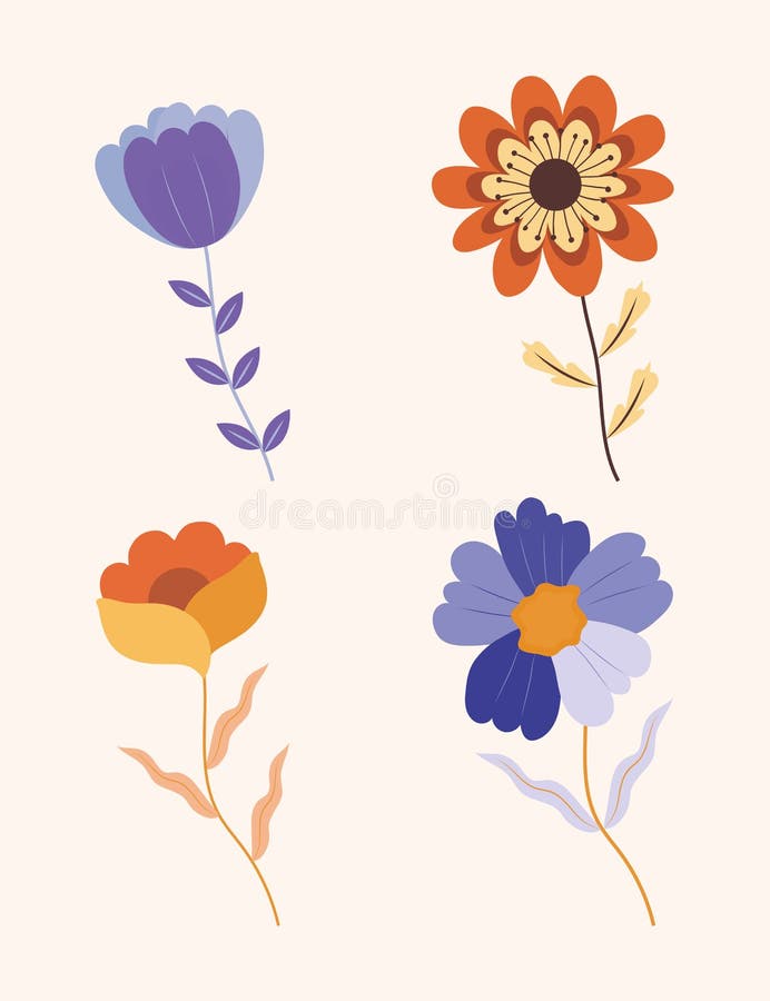Cute flowers designs stock vector. Illustration of ecology - 215954583