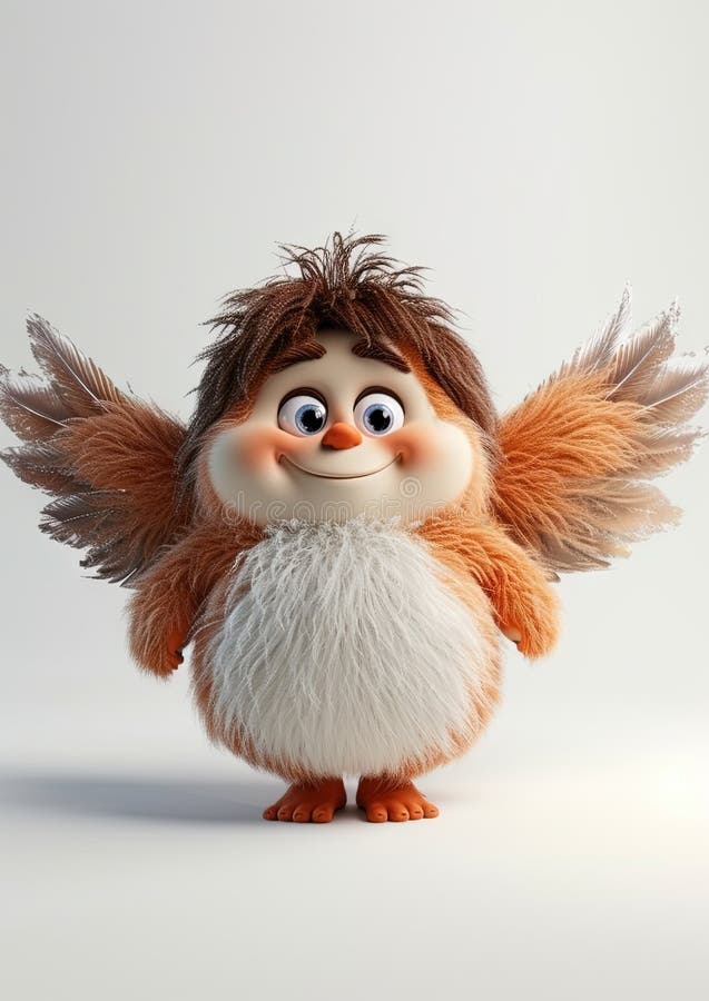 A Cute Fluffy Angel Cartoon Generative AI Stock Illustration ...