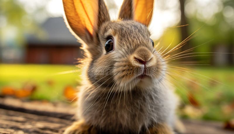 Cute Fluffy Baby Rabbit Sitting in Grass, Looking Adorable Generated by ...