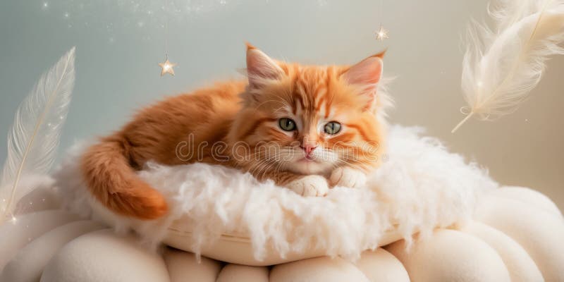 Cute Fluffy Beautiful, Adorable Kitten Stock Illustration ...