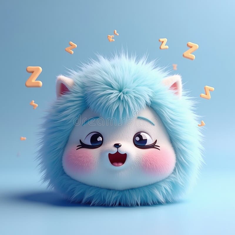 Cute Fluffy Cartoon Animal Sleeping Stock Illustration - Illustration ...