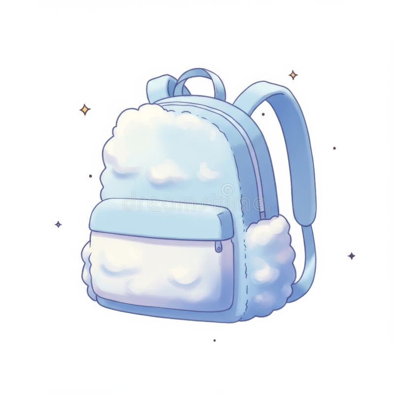 Cute Fluffy Cloud Backpack Pastel Blue Illustration Stock Illustration ...