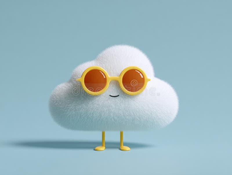 Cute Fluffy Cloud Character Wearing Sunglasses Stock Illustration ...