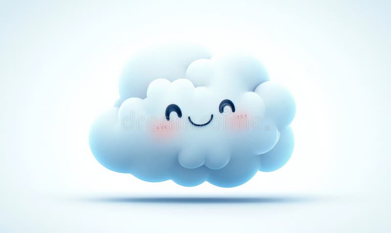 A Cute, Fluffy Cloud with a Smiling Face and Pink Cheeks Stock ...