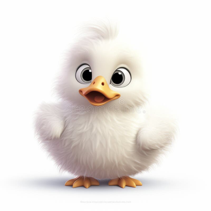 Cute Fluffy Duck Icon in Valentin Rekunenko Style Stock Illustration ...