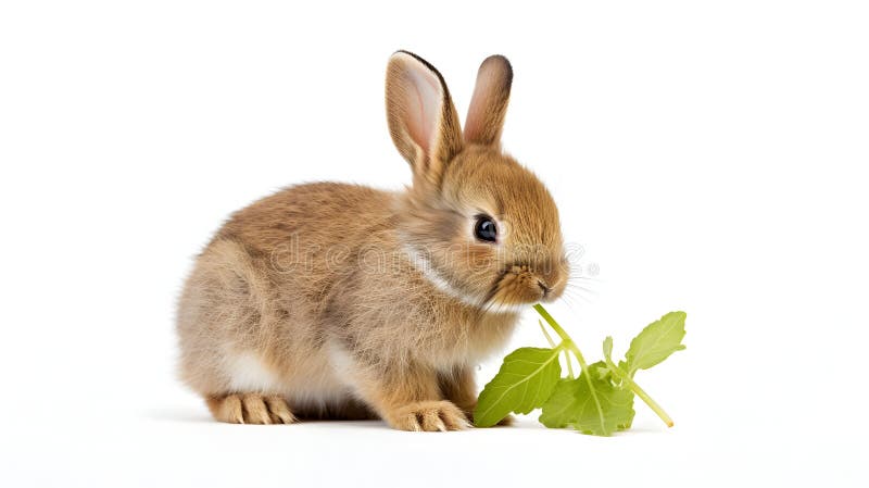 A Cute and Fluffy Dwarf Rabbit Nibbling Stock Illustration ...