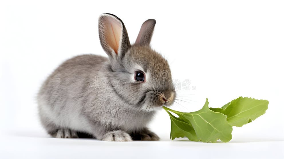 A Cute and Fluffy Dwarf Rabbit Nibbling Stock Illustration ...
