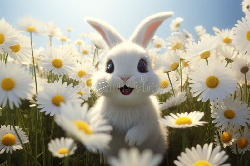 Cute and Fluffy Easter Bunny Peeking Out from a Stock Illustration ...