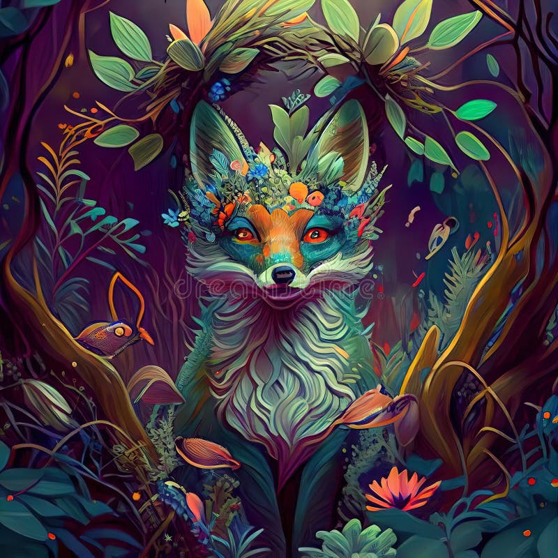 Cute Fluffy Fox - Ai Generated Stock Illustration - Illustration of ...