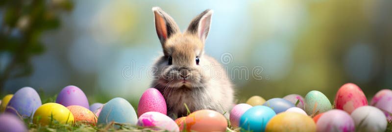 Easter Bunny among Easter Eggs Stock Photo - Image of beauty, rabbit ...