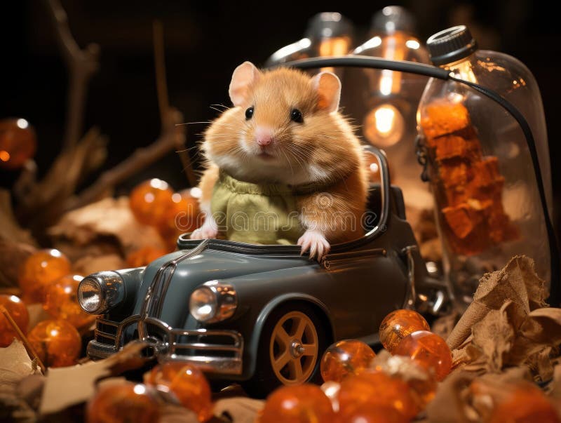 Hamster in Walnut Car Overhead Lighting Stock Illustration ...
