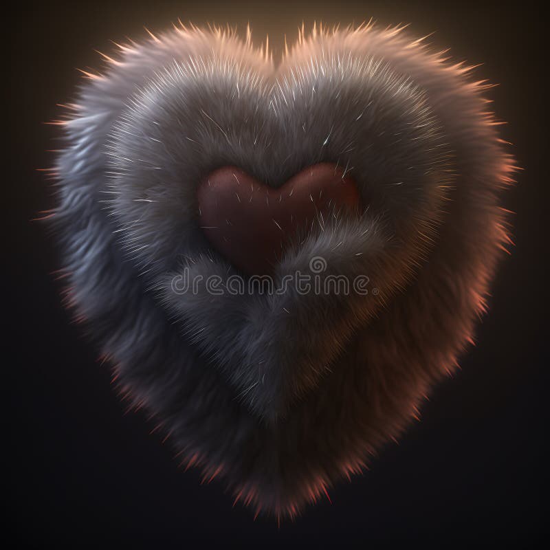 Cute Fluffy Heart. AI Render. Stock Illustration - Illustration of ...