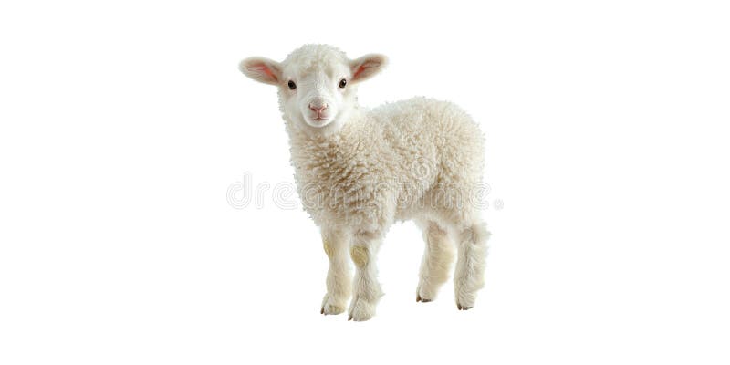 Cute Fluffy Lamb Standing Isolated Transparent Background Stock Photos ...
