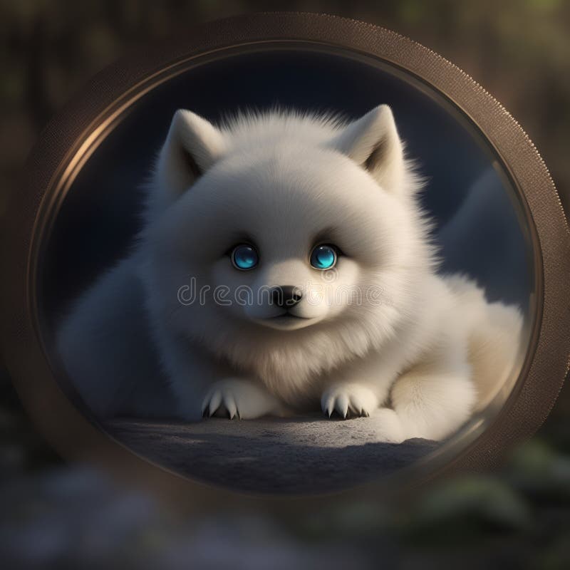 Cute Fluffy Little Wolf . Generate Ai. Stock Illustration ...